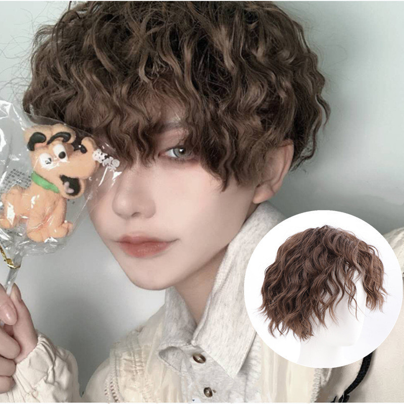 Wigs, Male and Female, Short Curly Hair, Tin Foil Perm, Handsome Bubble ...
