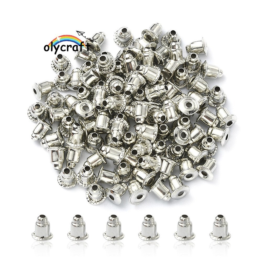 100pc Iron Bullet Ear Nuts Earring Backs Platinum 6x5mm Hole: 1mm ...