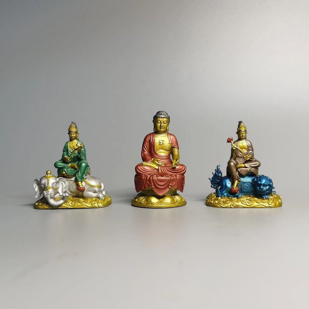 Huayan Sansheng pure copper solid precision cast hand-painted Buddha ...