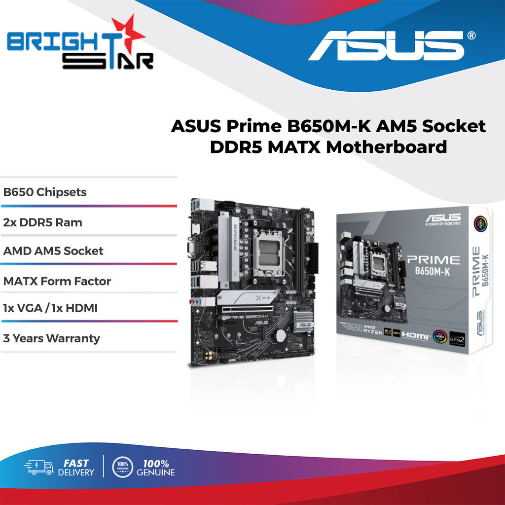 ASUS Prime B650M-K AM5 Socket DDR5 MATX Motherboard | Shopee Malaysia