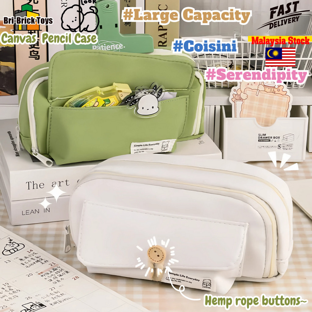 Canvas Pencil Case Large Capacity Korean Kotak Pensil Perempuan Barang ...