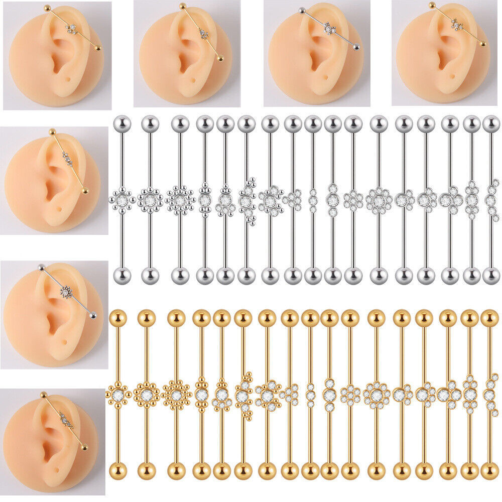 16G Industrial Scaffold Bar Straight Barbell Ear Piercing Stainless ...