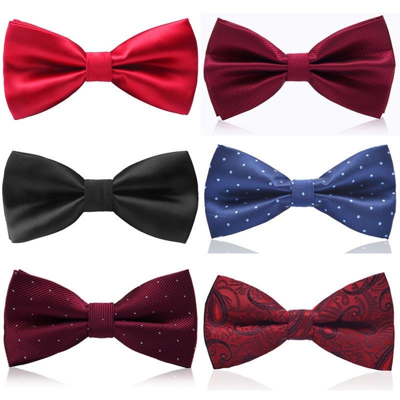 Men Bow Tie Male Groomsmen Groom Burgundy Black Bow Tie Wedding Formal ...
