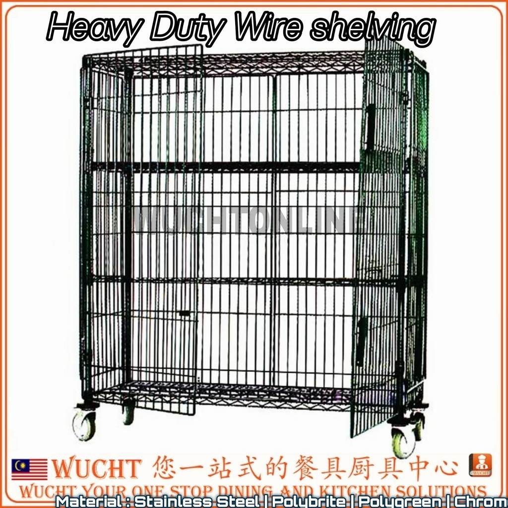 【WUCHT】Mobile Polybrite 3 Tiers Shelving Rack Security Shelving Storage ...