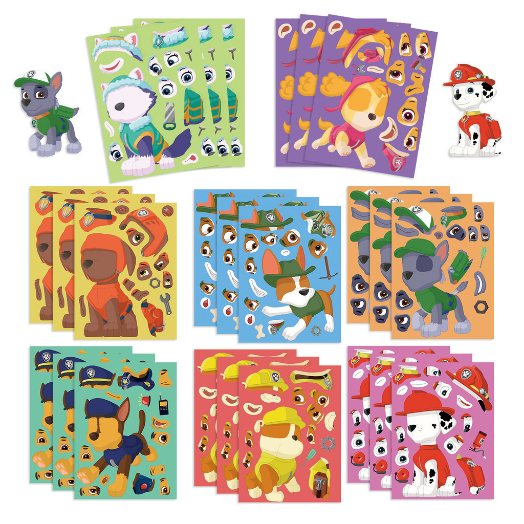 8Sheets Anime PAW Patrol Ryder Make A Face DIY Stickers for Helmet ...