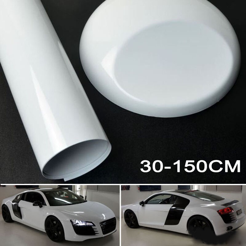 LALA 30*150CM Car Gloss White Vinyl Film Wrap Sticker Decal Air Bubble ...