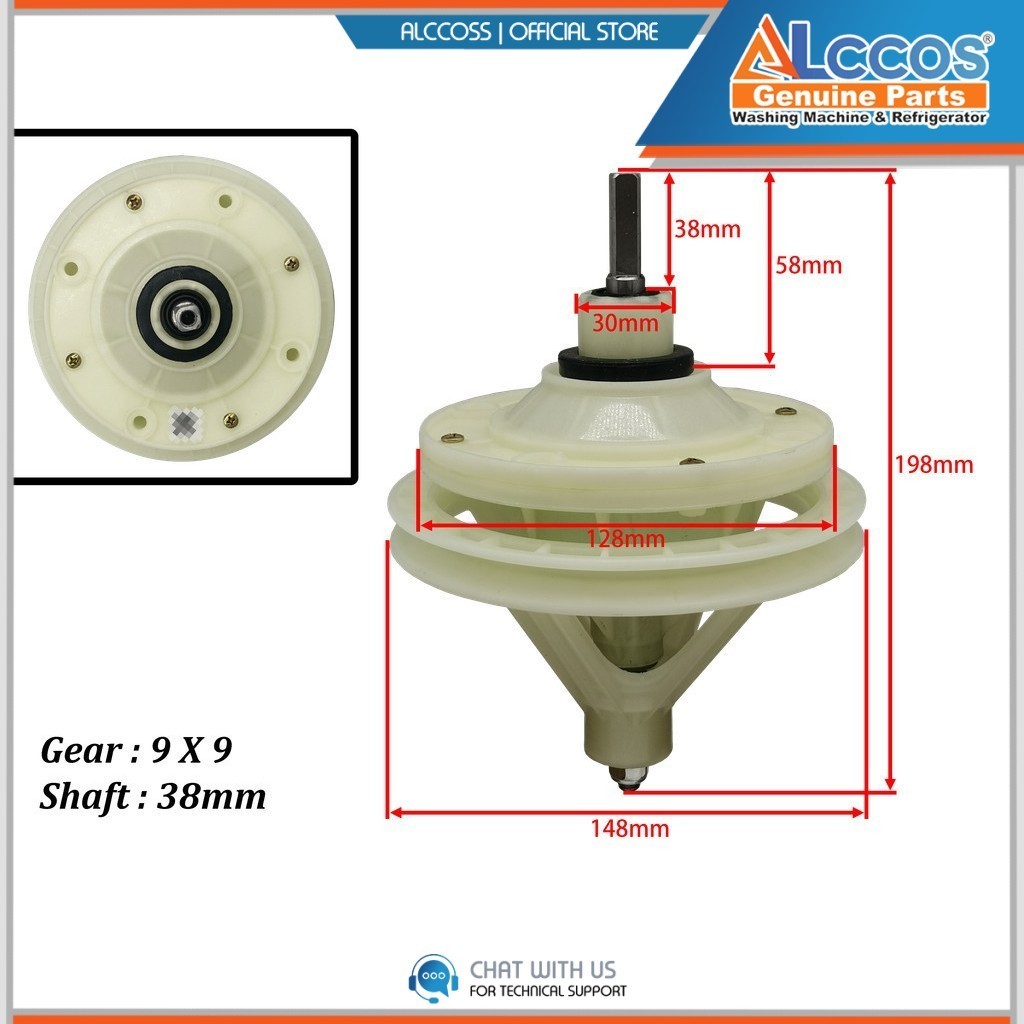 WASHING MACHINES GEAR BOX-9×9 38MM | Shopee Malaysia