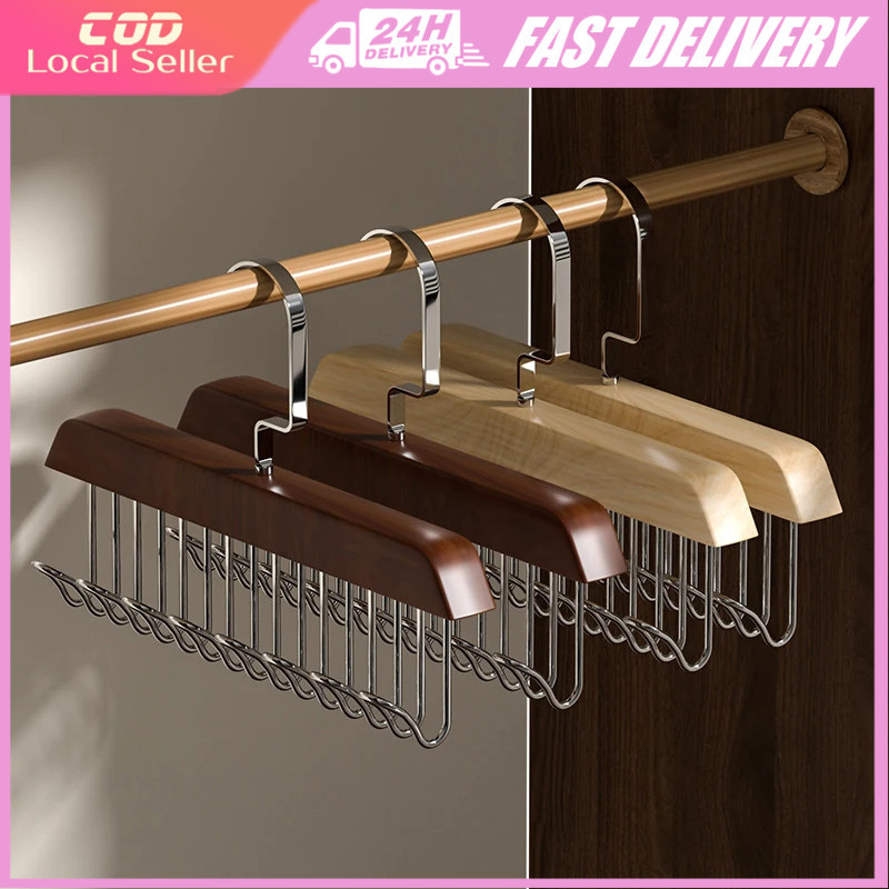 8 Hook Wooden Hanger Rack Clothes Organizer for Bra Camisole Strap ...