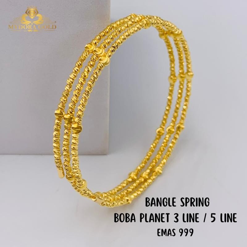 MYDORA Bangle Spring Boba Planet 3 Line / 5 Line | EMAS 999/24k ...