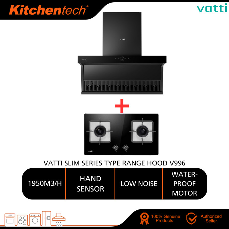 Vatti V996 Slim Series Type Cooker Hood V996 Heater Auto Clean 1950M3/H ...