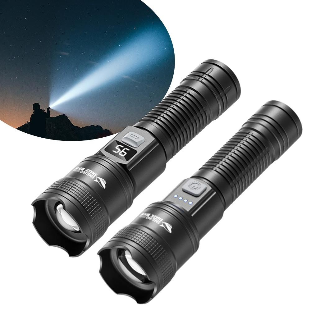 Flashlight Smiling Shark Telescopic Zoom Long-Range Flashlight Digital ...