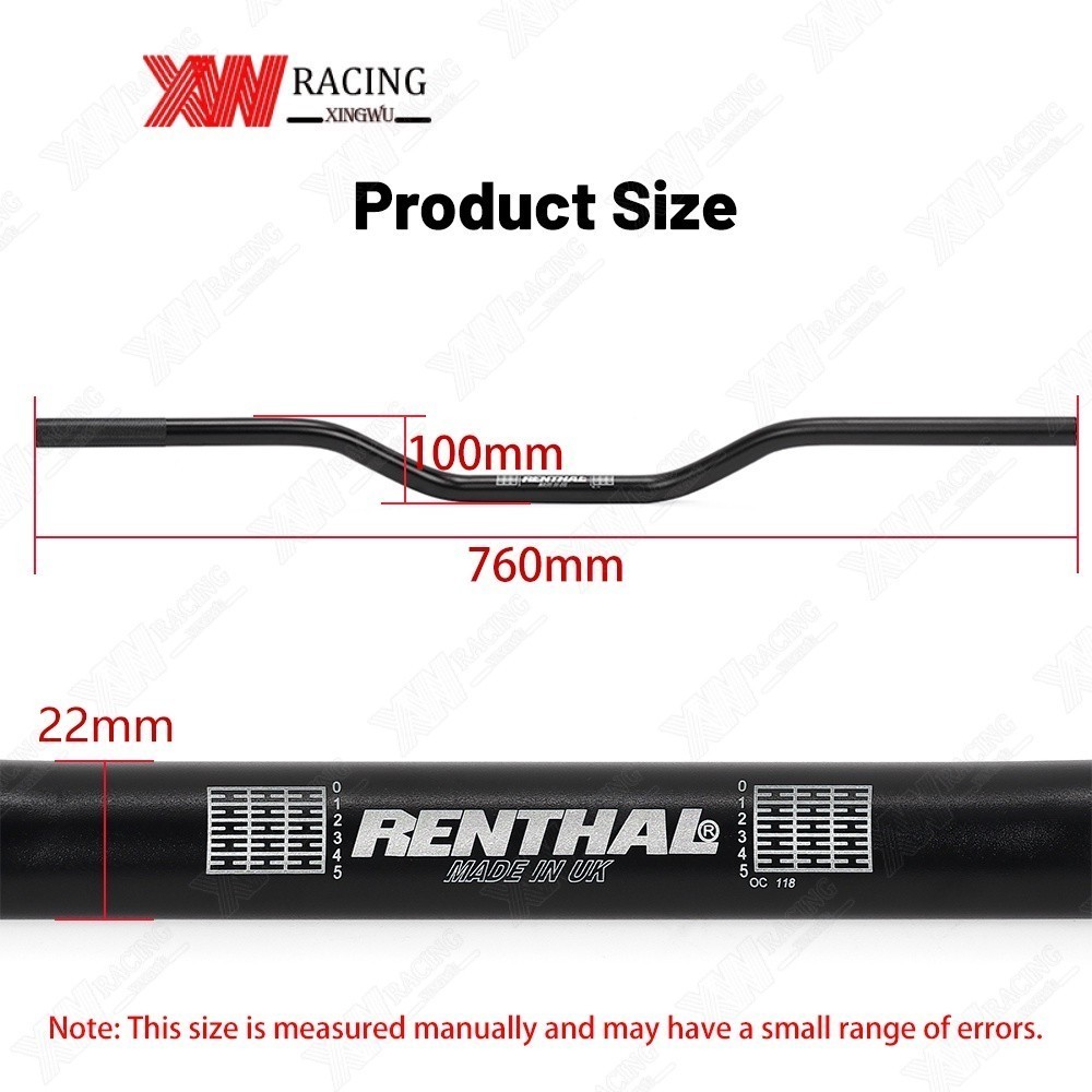 XW RACING RENTHAL Handlebar 22MM 7/8" Motorcycle Universal Aluminum ...