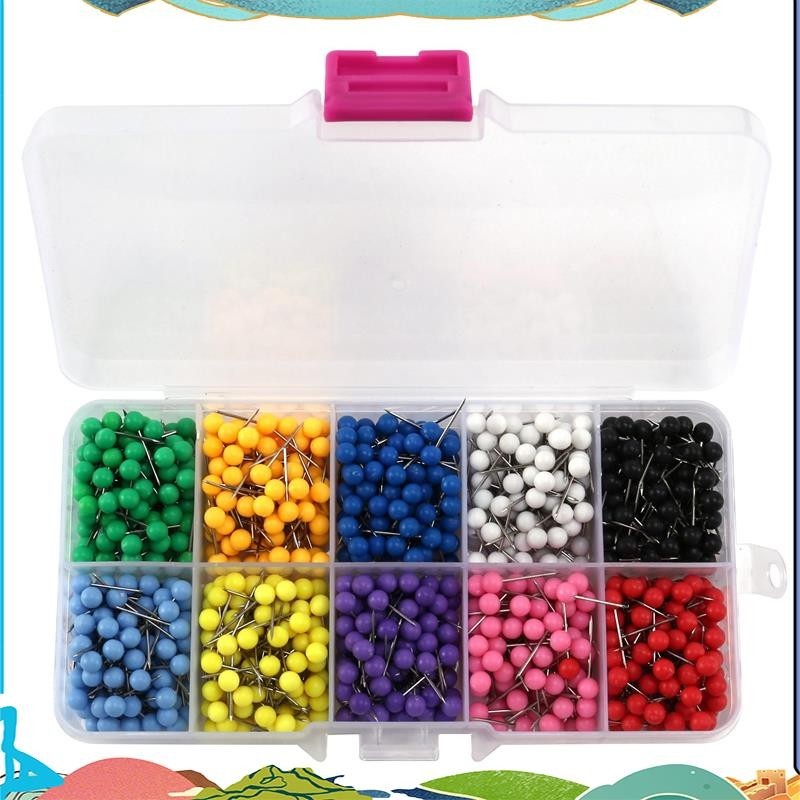 1000 Pcs Map Tacks Push Pins Plastic Head with Steel Point Cork,Board ...