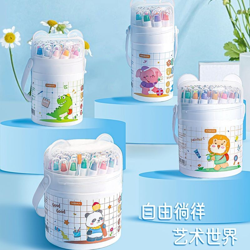 Stationery Spinning Crayon Marker neuter pen 儿童蜡笔油画棒幼儿48色炫彩棒不脏手美术手绘专用桶装 ...