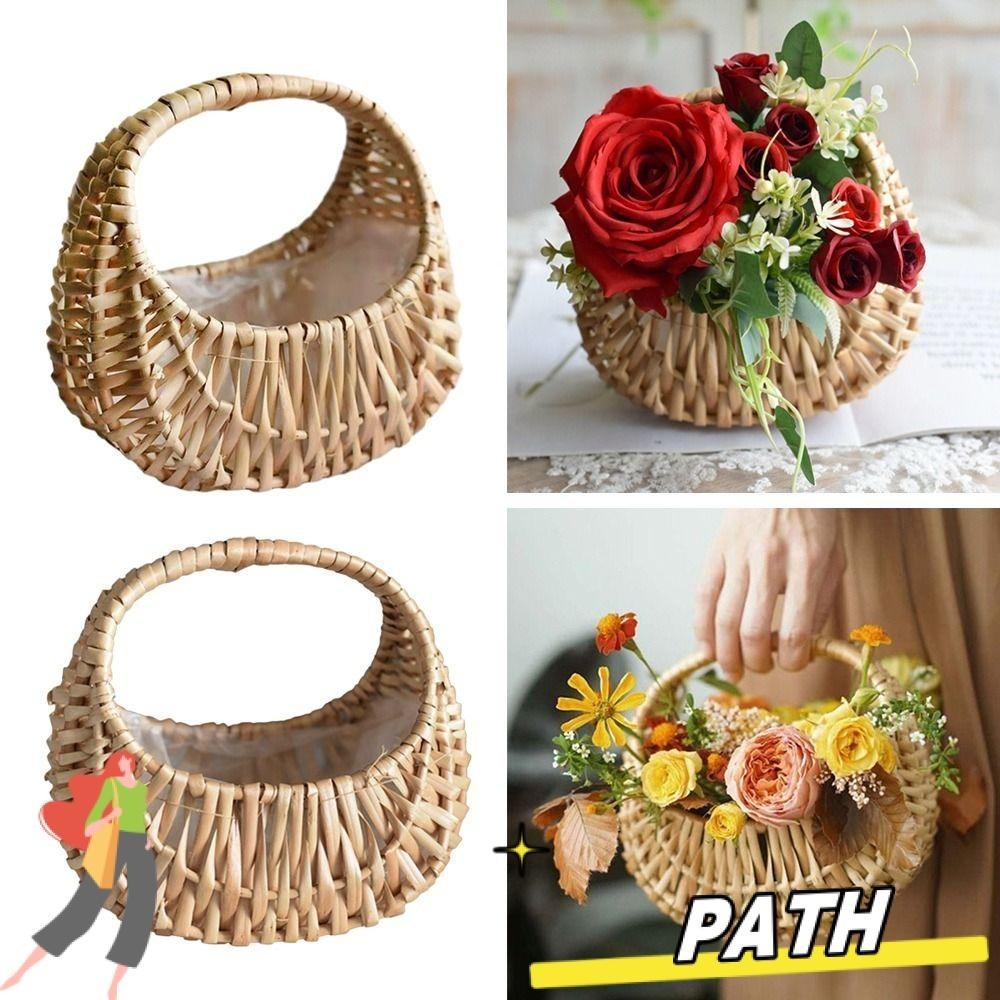 PA-HOME Flower Arrangement Basket, Woven Basket Willow Rattan Flower ...