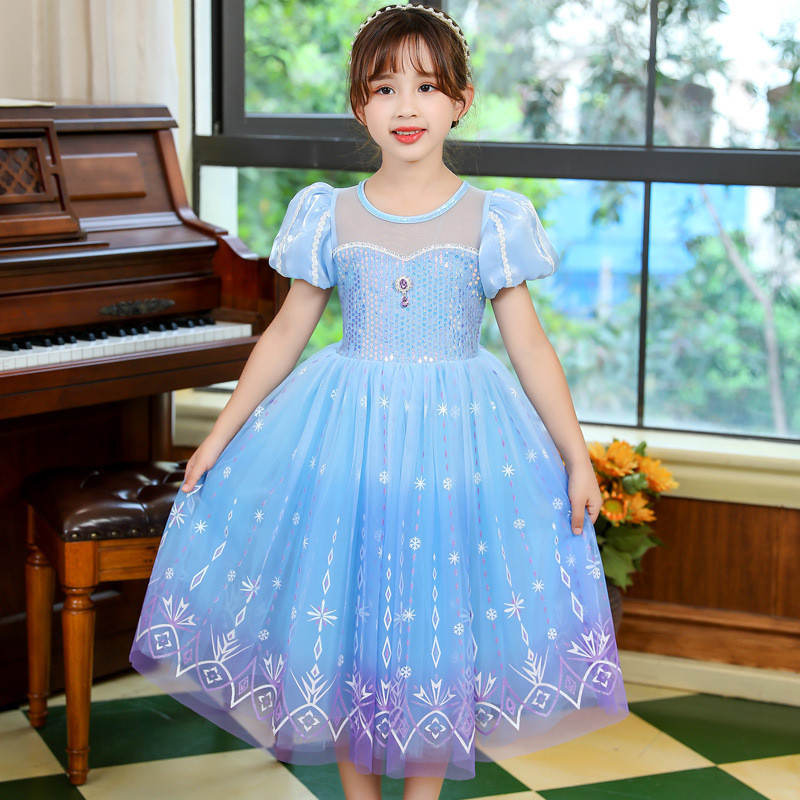 [Taiwan Shipment] Girls Dress Princess Frozen Elsa Little Girl Show One ...