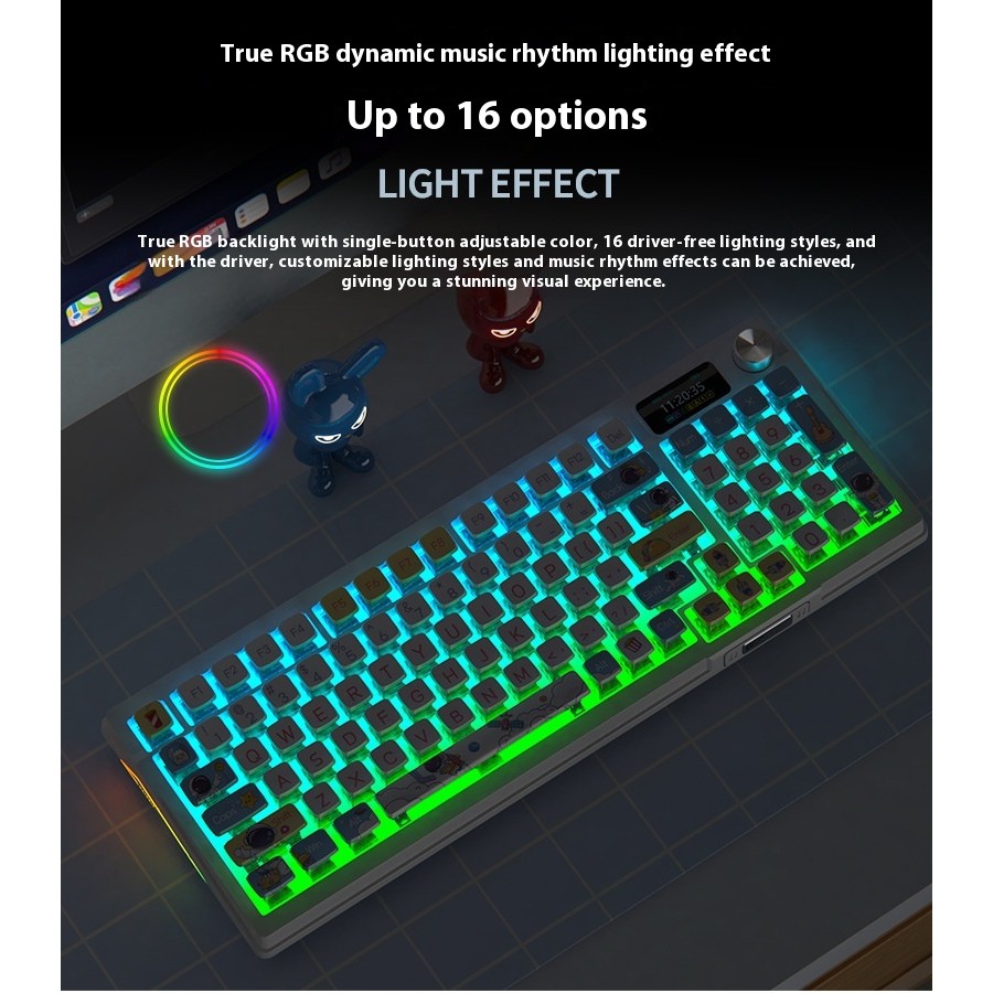 Silver Eagle 95D Three Mode Mechanical Keyboard Transparent Ice Crystal ...