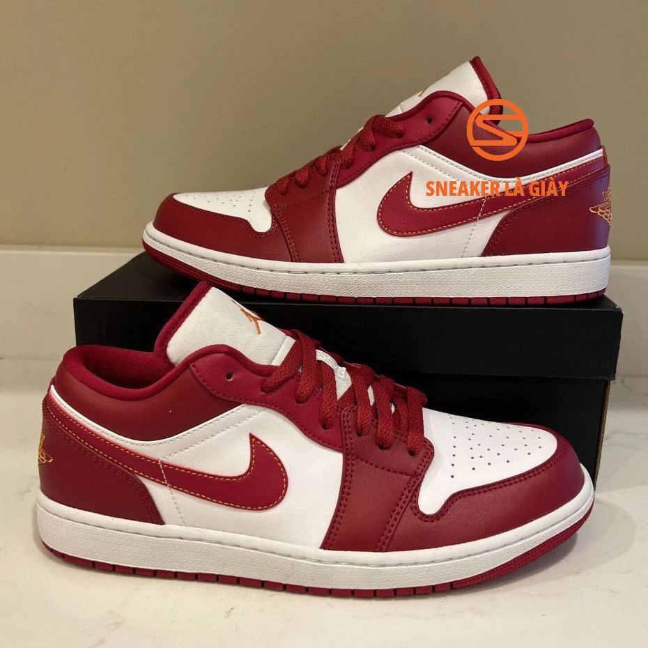 Air Jordan 1 merah Cardinal rendah 553558 -607-kotak penuh | serba baru ...