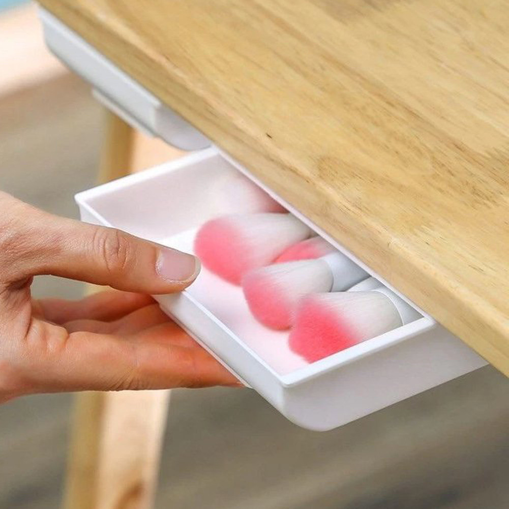 Under Table Drawer Organizer Box Self-adhesive Storage Box Self ...