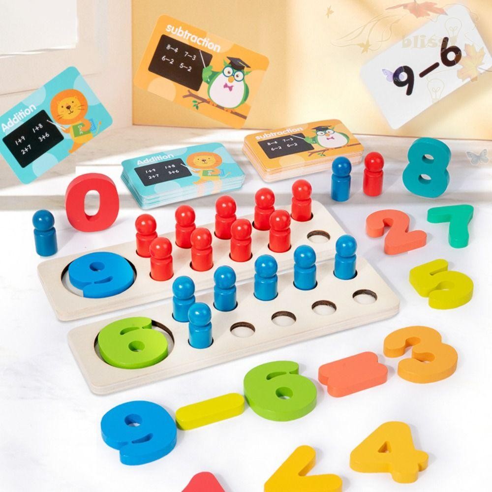 BLISS Montessori Math Toy, Wooden Dual Play Peg Board Arithmetic Card ...