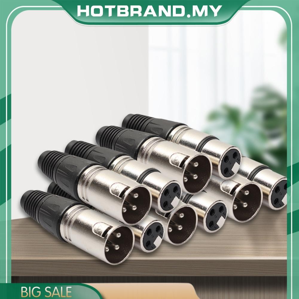 [Hotbrand.my] 10Pair XLR 3Pin Male & Female MIC Jack Snake Plug Audio Microphone Cable Connector ...