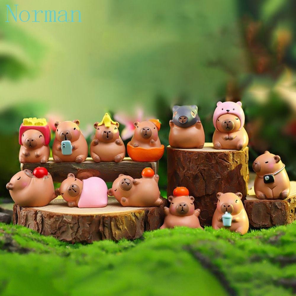 NORMAN Simulation Mini Capybara, Resin 3D Capybara Action Figures, Ornaments Kawaii Cute ...