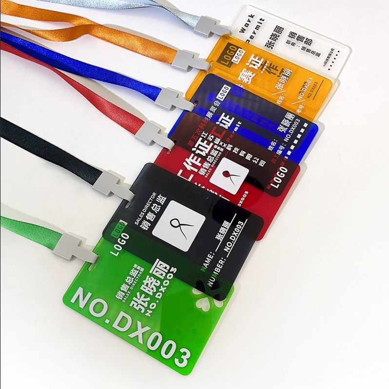 Work Permit Acrylic Lanyard Badge Staff Meeting Student Guest Badge ...