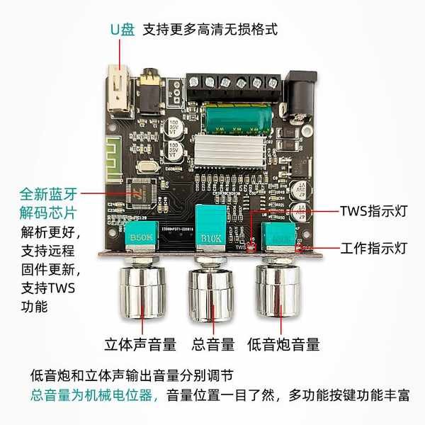 Bluetooth Receiver Connection Decoding Board with Power Amplifier ...