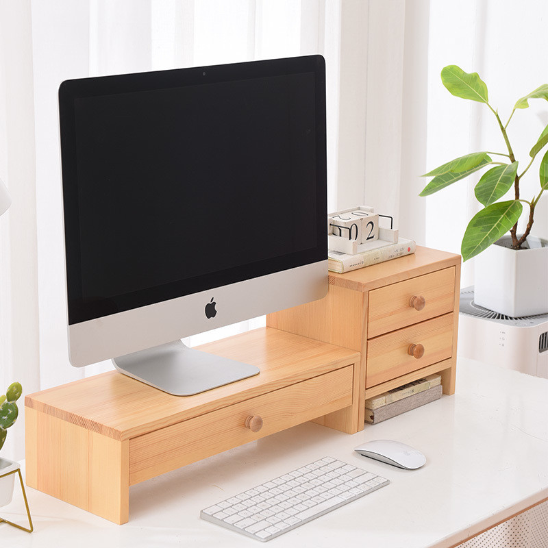 Computer Solid Wood Elevated Rack Desktop Storage Box Desk Storage Rack ...