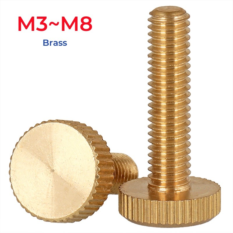 M3 M4 M5 M6 M8 Brass Flat Head Hand Screw Knurled Hand Bolt Handle ...
