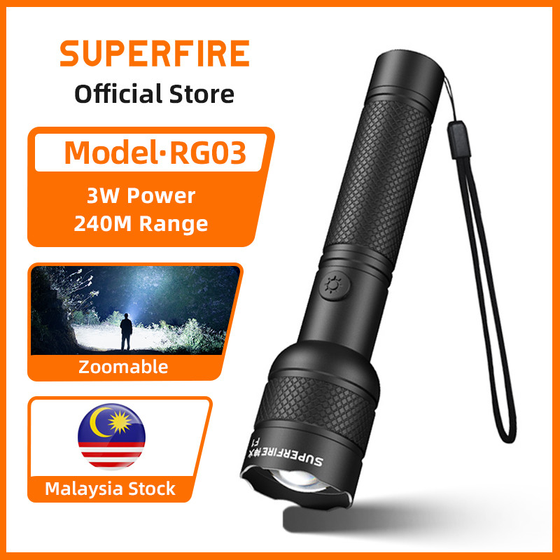 SUPERFIRE RG03 3W Zoomable Flashlight Portable Torch USB Rechargeable ...