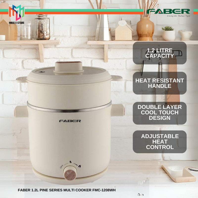 Faber FMC-1208WH 1.2L Pine Series Multi Cooker Heat Resistant Handle ...