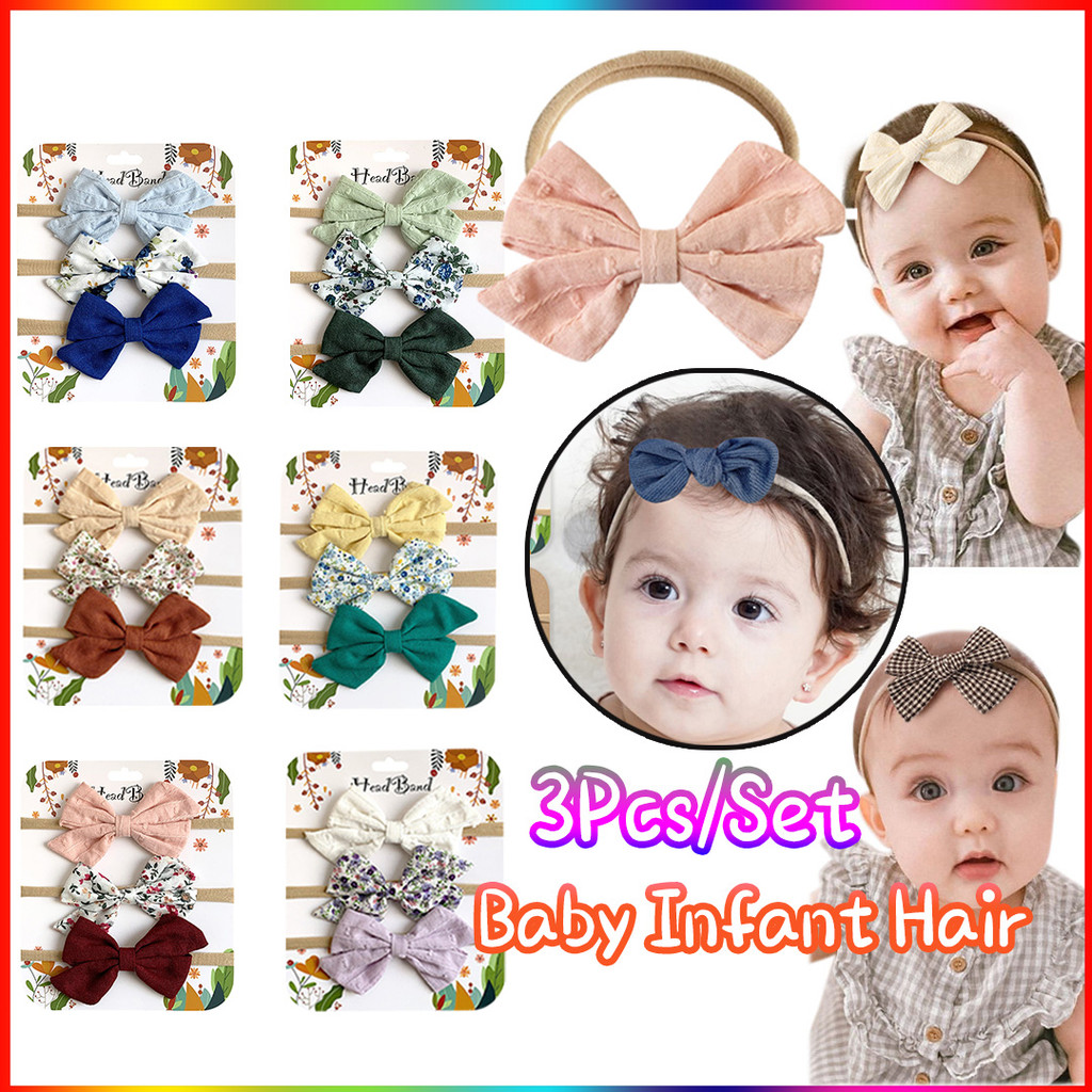 5Pcs/set Print Bows Baby Headbands Children Elastic Baby Girls Turban ...