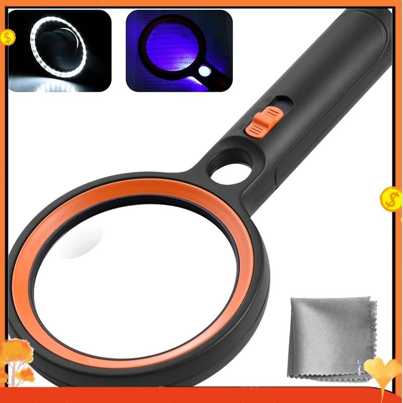 Handheld Magnifier with Reading Light, 30 LED Reading Magnifier with 1 ...