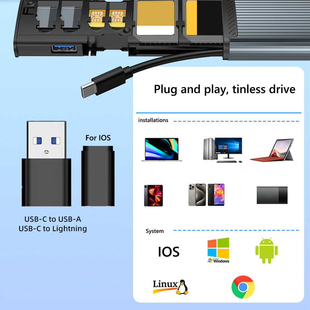 13 In 1 High-Speed Card Reader Plug and Play USB Box Card Reader for PC ...