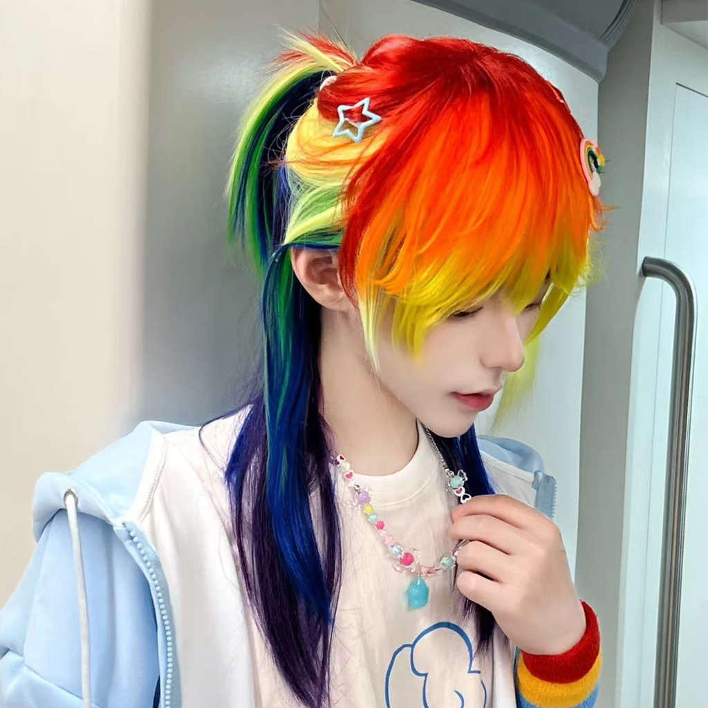 [91% Praise Rate] My Little Pony cos Wig Rainbow Personality Wolf Tail ...
