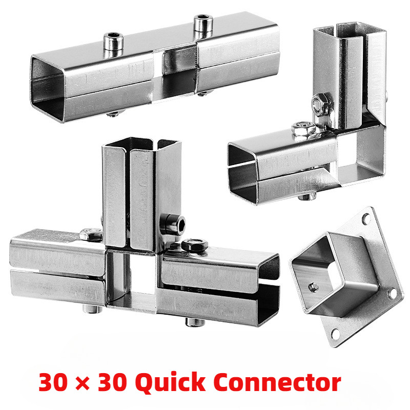 30x30 Stainless Steel Square Tube Connector Two-Way Three-Way Four-Way ...