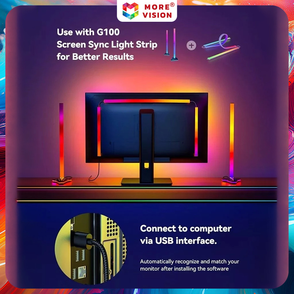 Smart Ambient Lighting Display LED Strip Sync Light RGB Dream Color PC ...