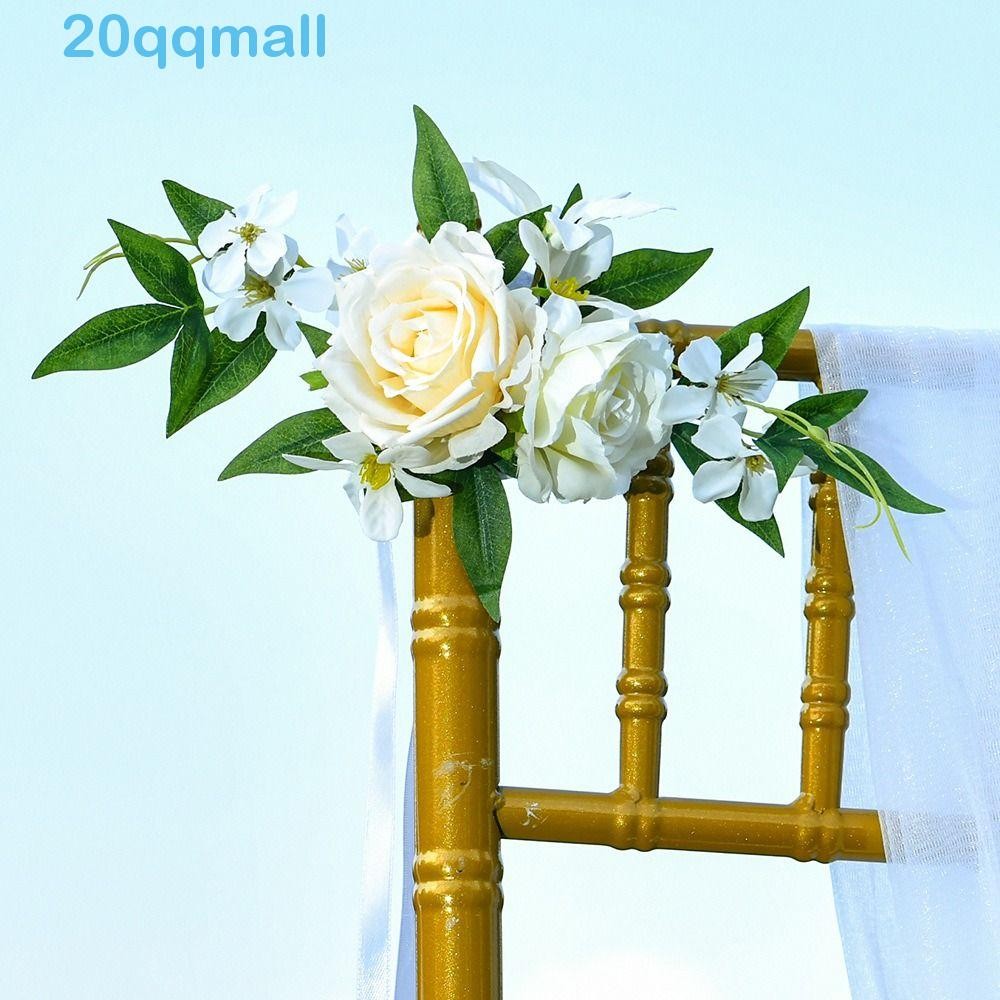 QQMALL Aisle Chair Artificial Flower, Rustic Handmade Wedding Chair ...