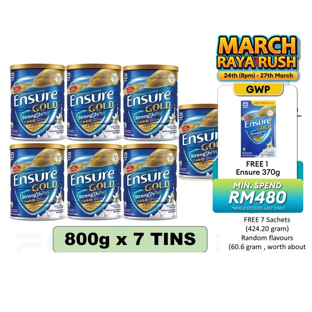 Abbott Ensure Gold Vanilla 800g x 7 tins EXP:02/2026 + FREE Container ...