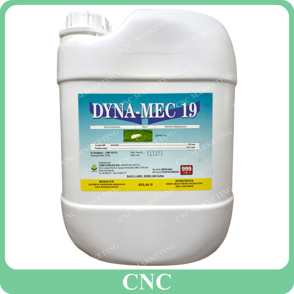 20L Dyna-mec 19 Farmcochem Abamectin 1.9% Insecticide Racun Serangga ...