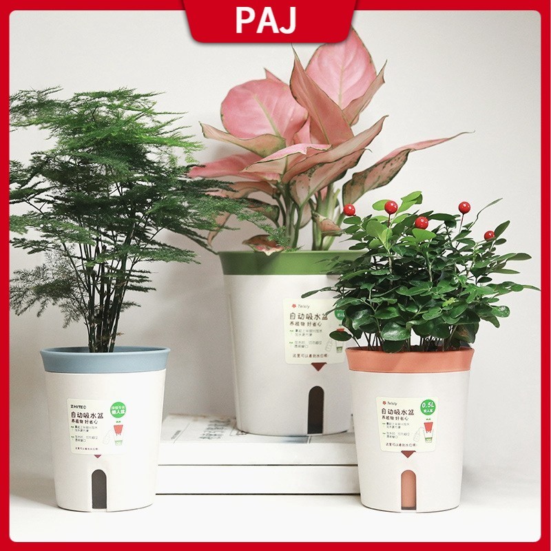 Double Layer Self Watering Hydroponics Flower Pot Plastic Lazy ...
