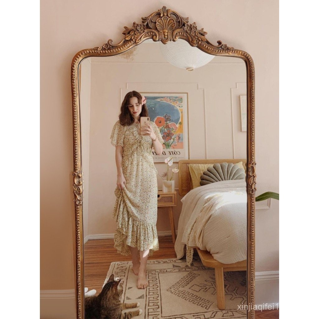 French Retro Dressing Mirror European Full-length Mirror Household ...