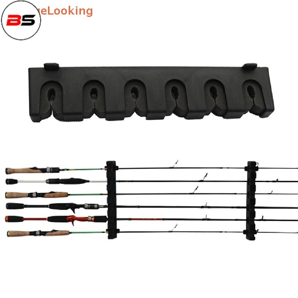 BS Fishing Rod Holders 6-Rod Rack Vertical Pole Holder Wall Mount ...