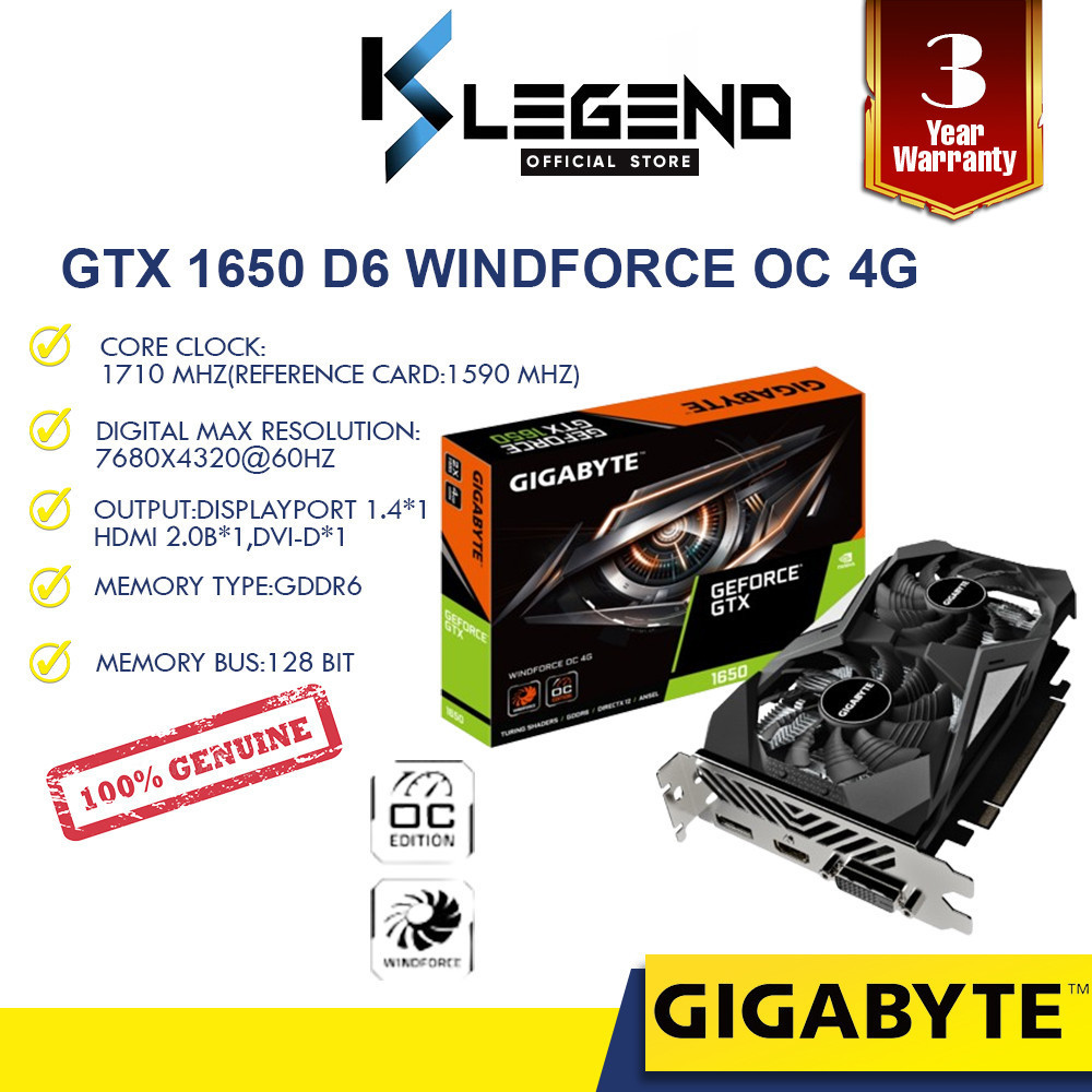 Gigabyte GTX 1650 Windforce OC 4G GDDR6 Graphic Card | Shopee Malaysia