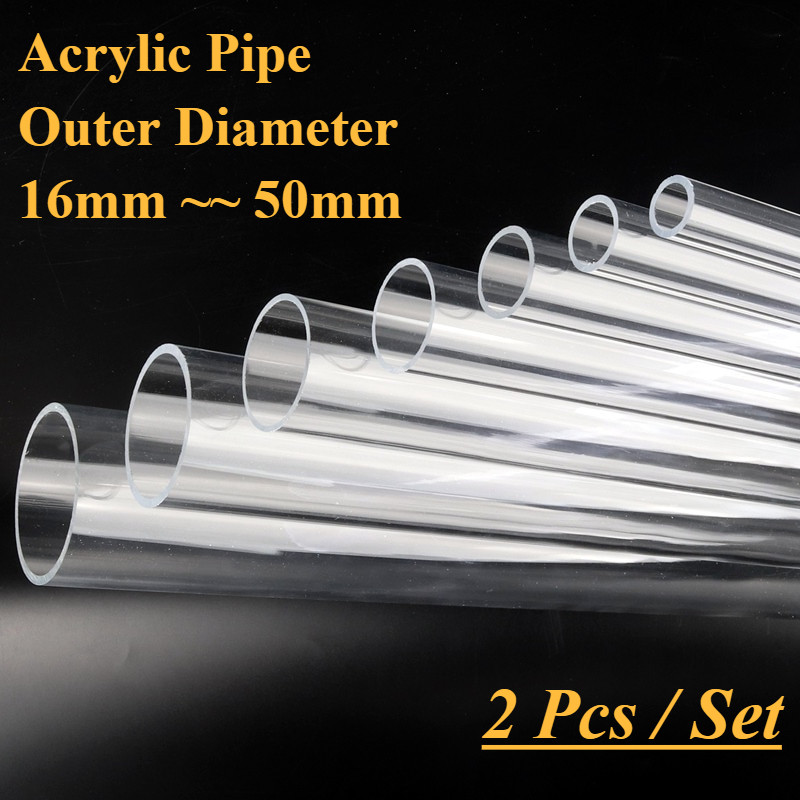 Acrylic Pipe Clear 2pcs Length 50cm O.D 16-90mm Plexiglass Tube ...