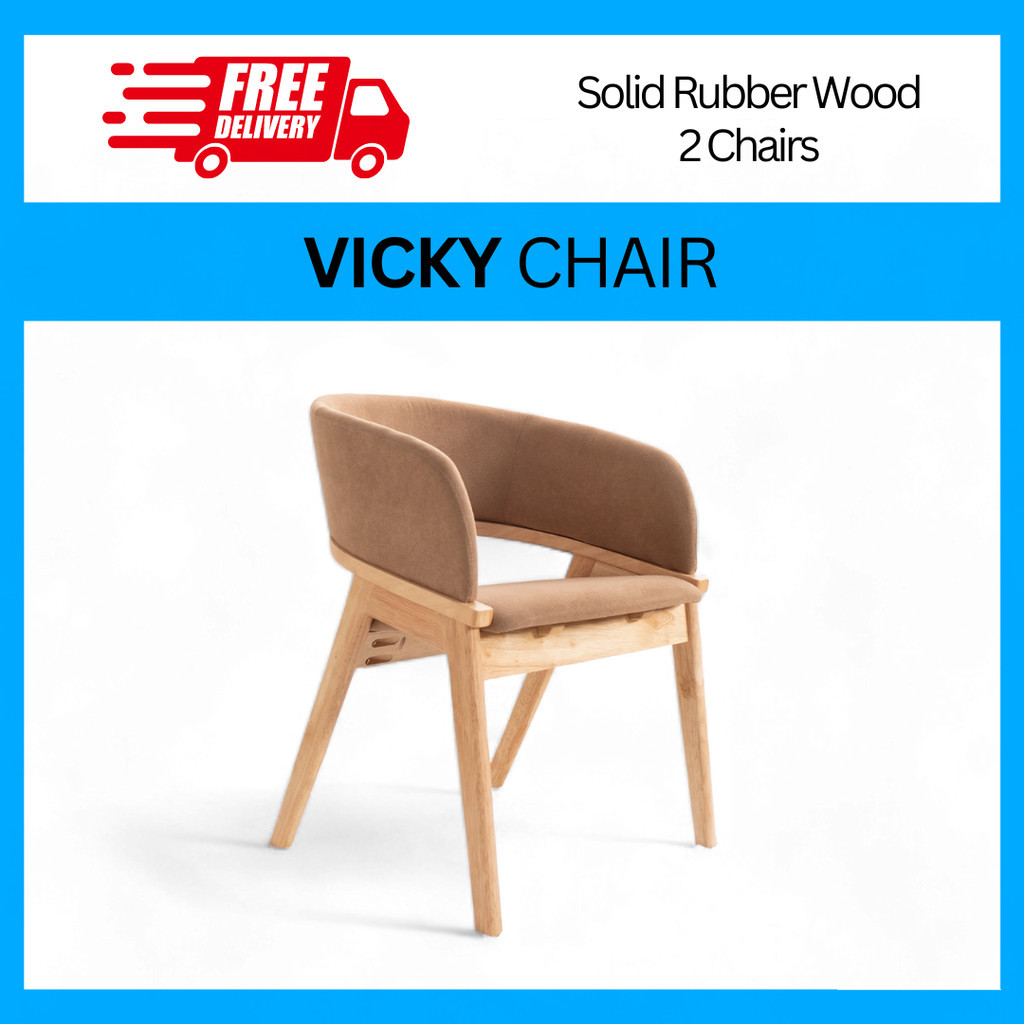 Vicky Solid Rubberwood YH Beech Dining Chair (2pcs) | Shopee Malaysia