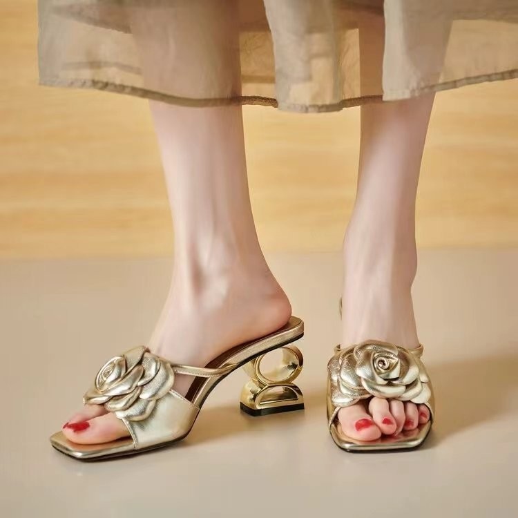 Square Toe Thick Heel High Heels Women's Slip-On | Shopee Malaysia