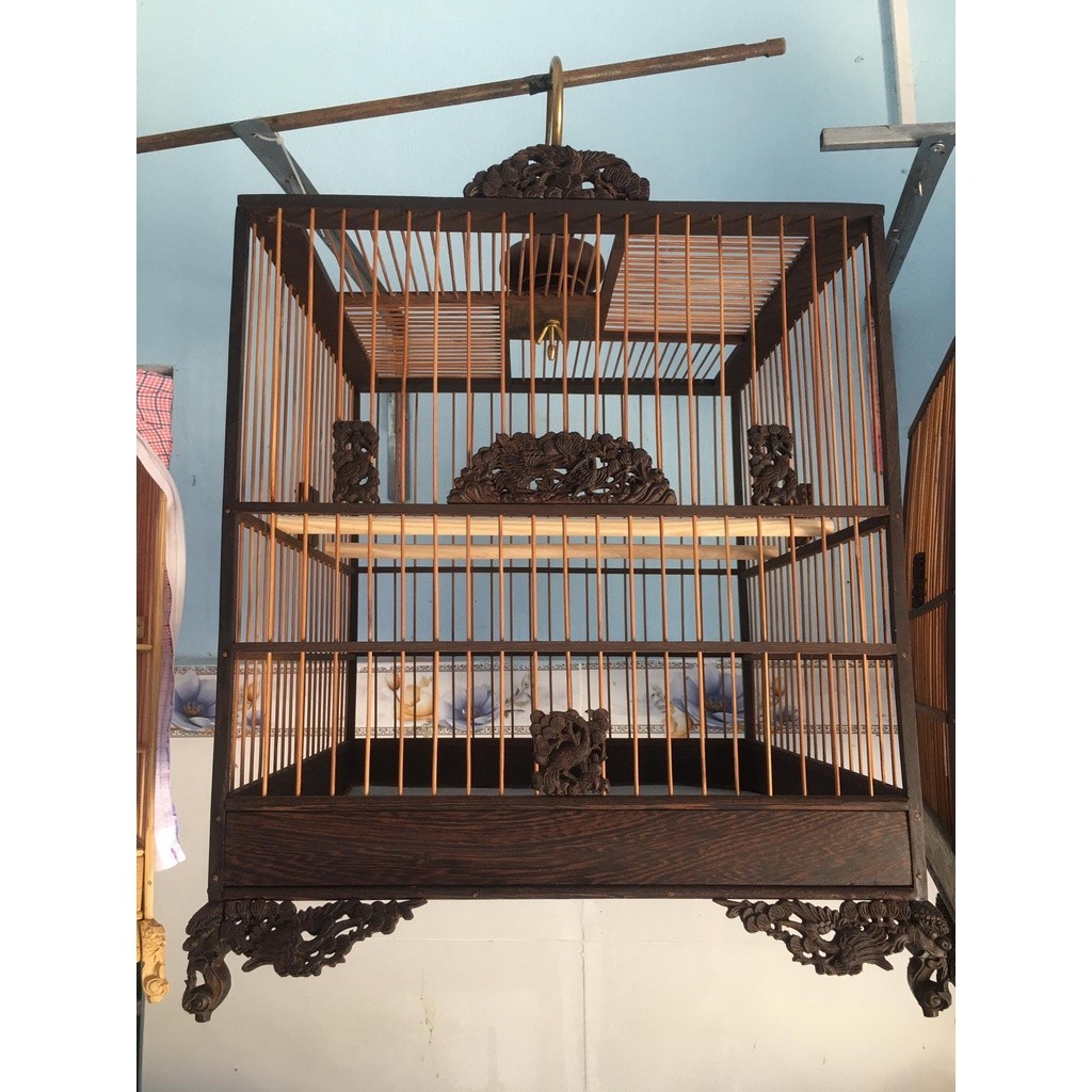 Self-assembled crested bird cage Ebony crested bird cage frame with ...
