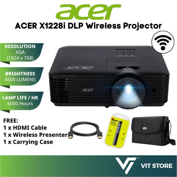 Acer X1228i XGA 4500 Lumens DLP Wireless Projector HDMI VGA MI/USB ...